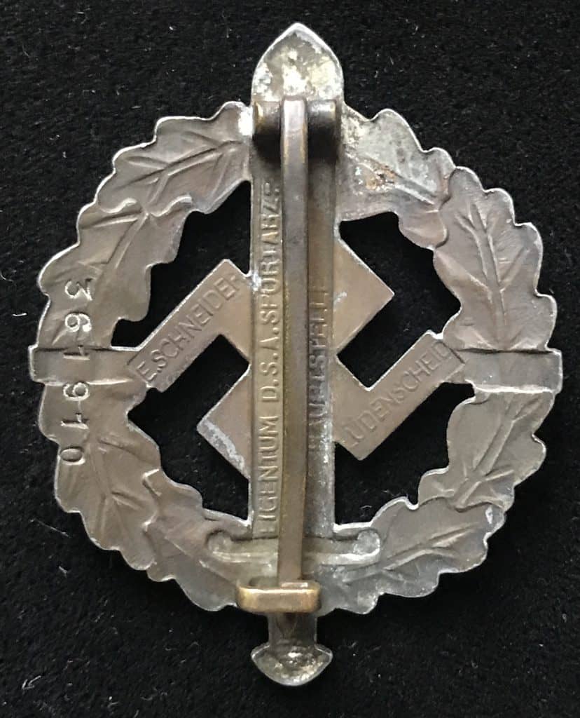 Original German NSDAP (NAZI PARTY) SA/SS Sports Badge In Bronze (SA ...