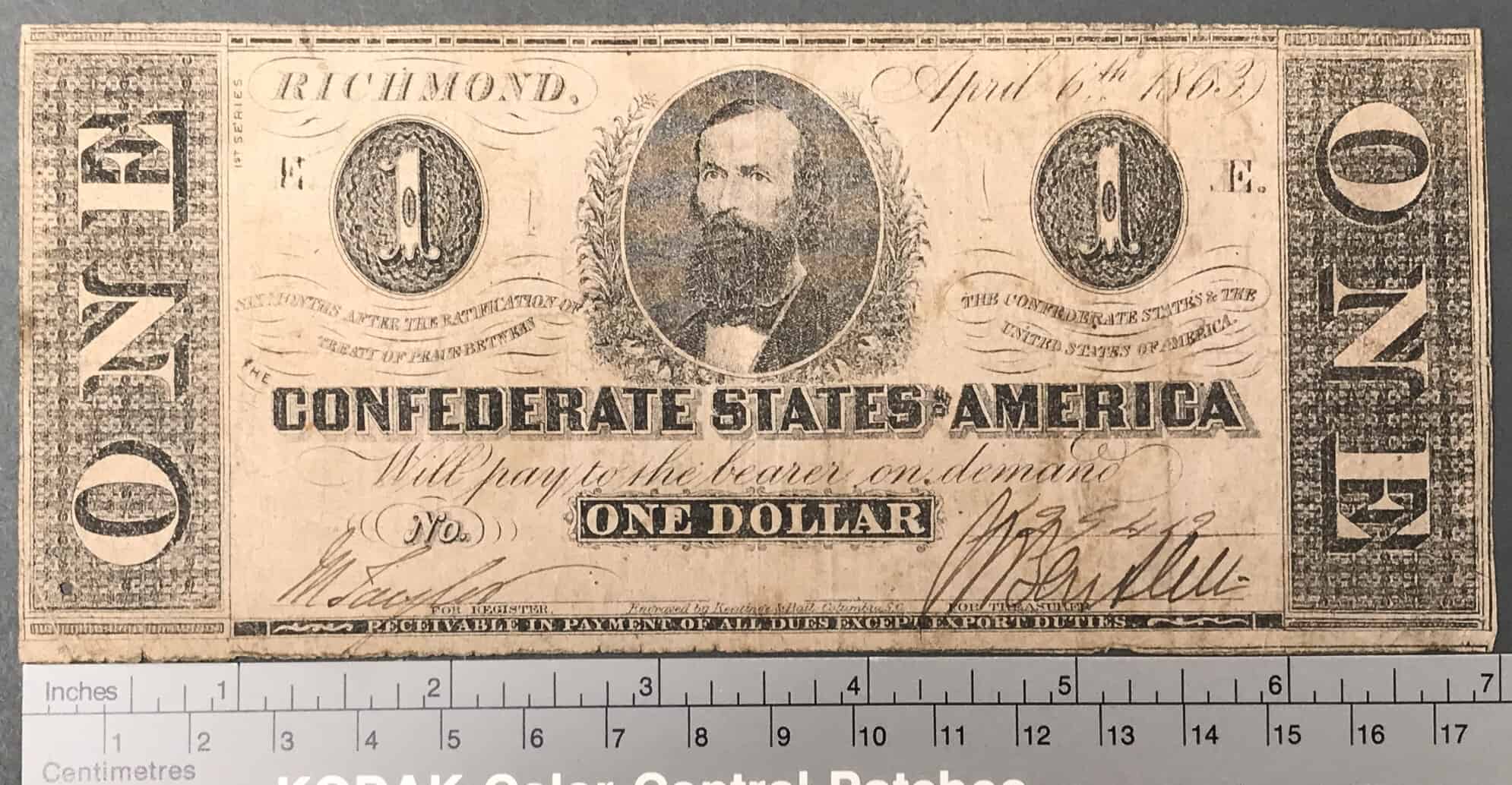 Rare Civil War $1 Confederate Money | Gettysburg Museum
