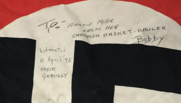 WWII Combat Captured Nazi Trophy Flag with Art | Gettysburg Museum