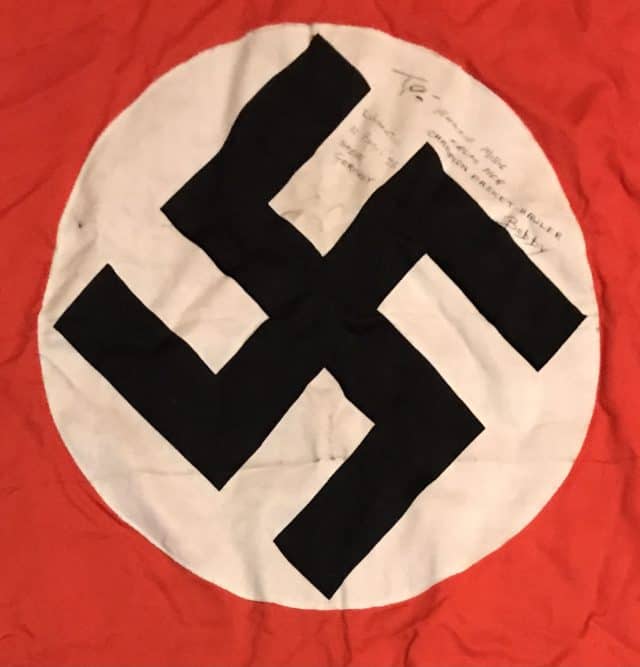 WWII Combat Captured Nazi Trophy Flag with Art | Gettysburg Museum