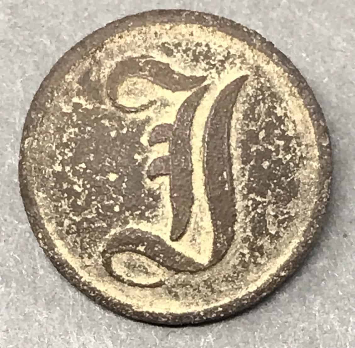 Original Confederate Script I Coat Button: Spotsylvania Find