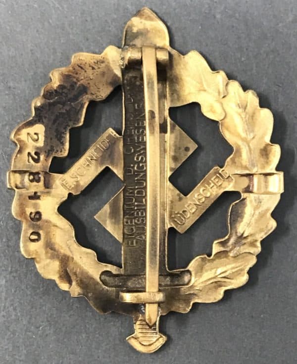 RARE Original German NSDAP (NAZI PARTY) SA/SS Sports Badge In GOLD (SA ...