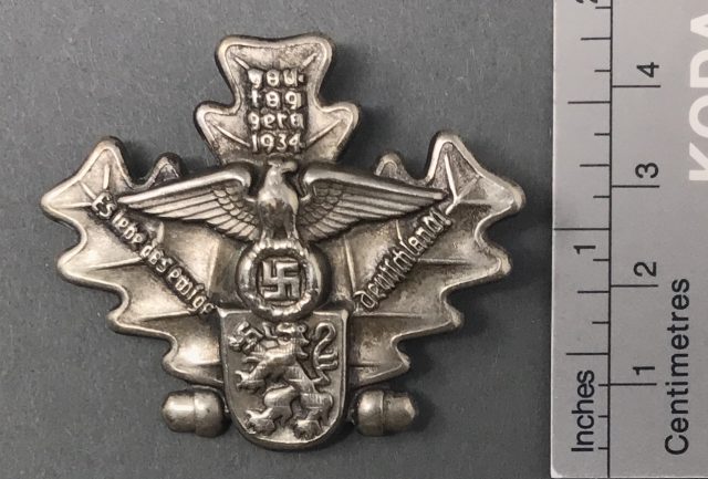 Original German NSDAP (NAZI PARTY) 1934 GERA PROVINCIAL DAY BADGE ...