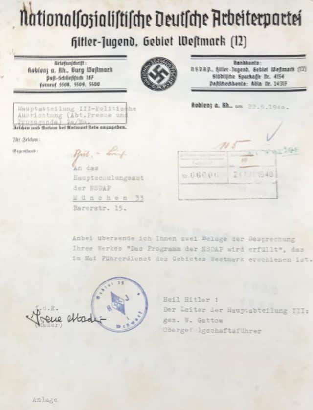 PAPERS PLEASE! Original MASSIVE WWII Era NSDAP (NAZI) (Hitler Youth ...
