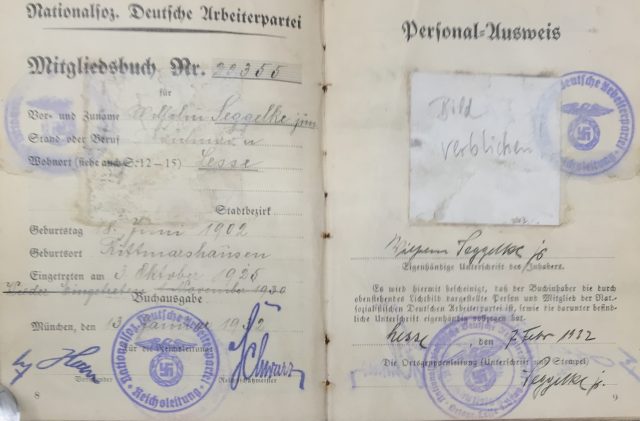 Original MEGA RARE Original German NSDAP (Nazi) Party LEADER’S I.D. AND ...
