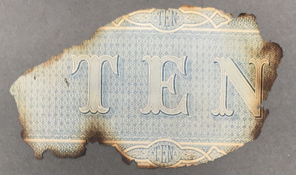 Original Confederate $10 Note Burned By General Sherman’s Troops ...