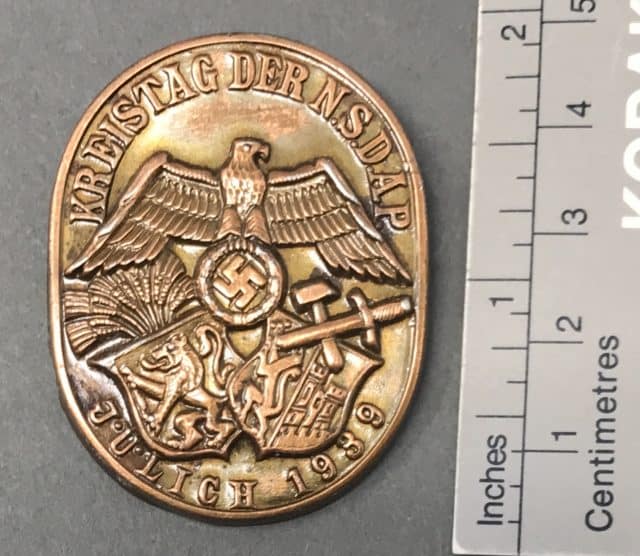 Original German Nazi Party NSDAP Kreistag Der NSDAP Julich 1939 Badge ...