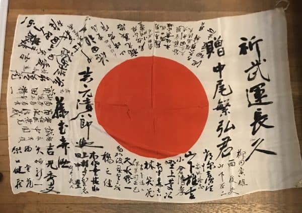 Original WWII Japanese SOLDIER’S PERSONAL NATIONAL FLAG WITH KANJI ...