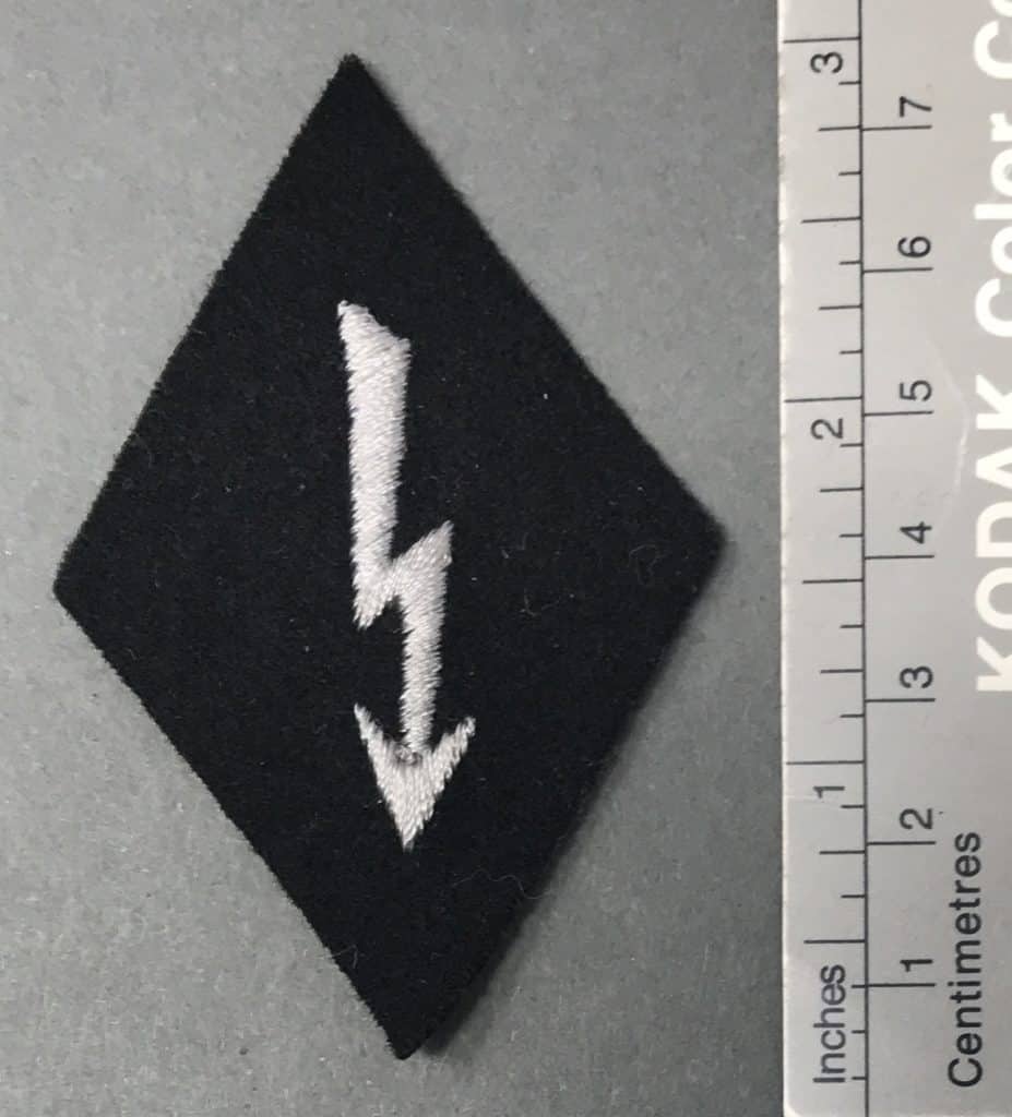 Original SS Sleeve Collar Tab Cut Off by US Veteran | Gettysburg Museum