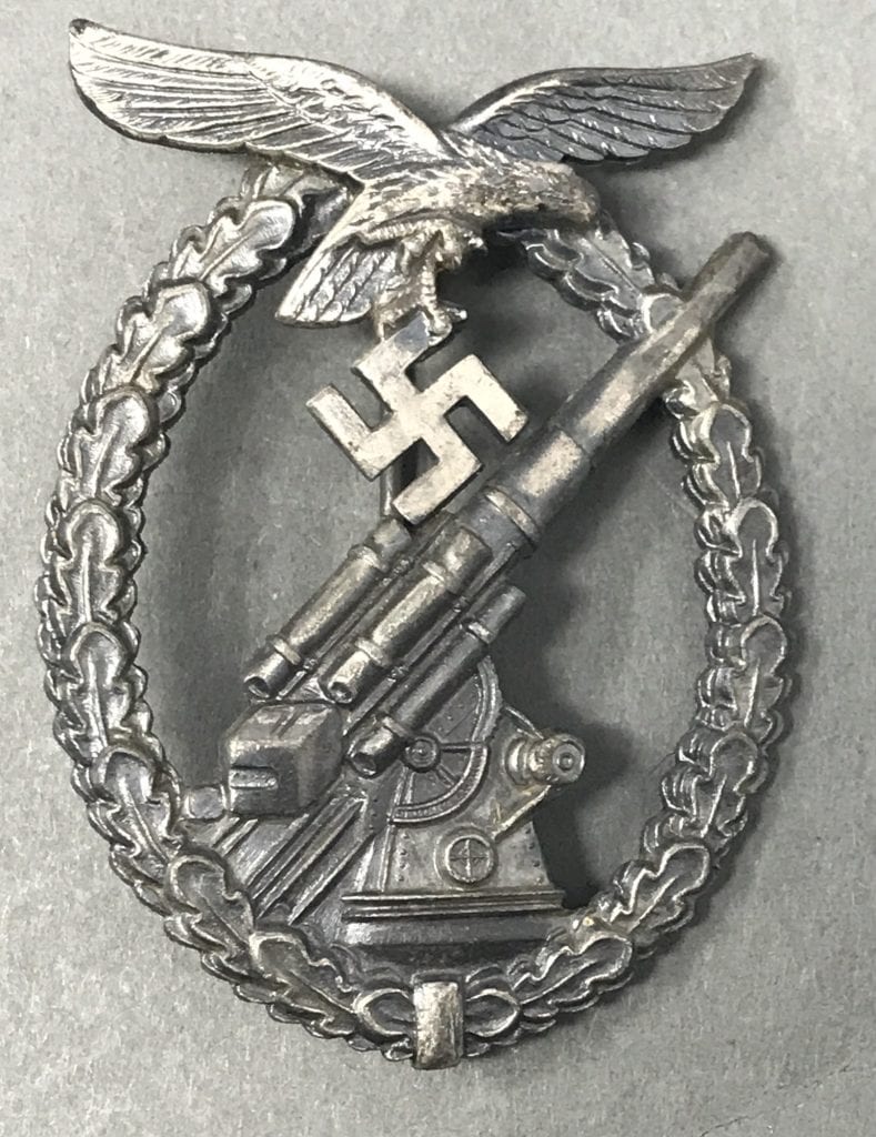 Original WWII German Luftwaffe (Airforce) FLAK ARTILLERY WAR BADGE ...