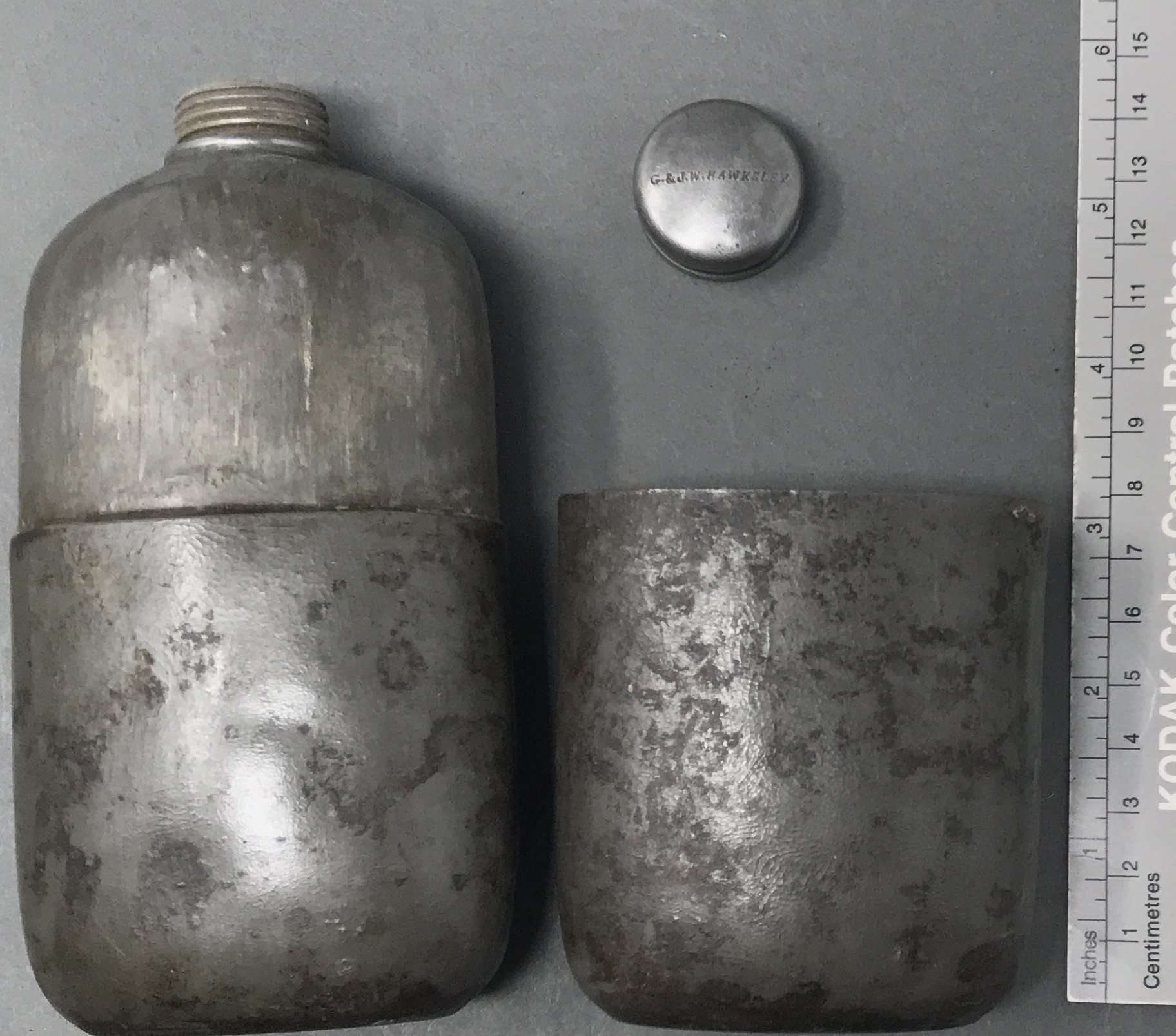 19th Century Antique Pewter Pocket Flask with Screw-On Top