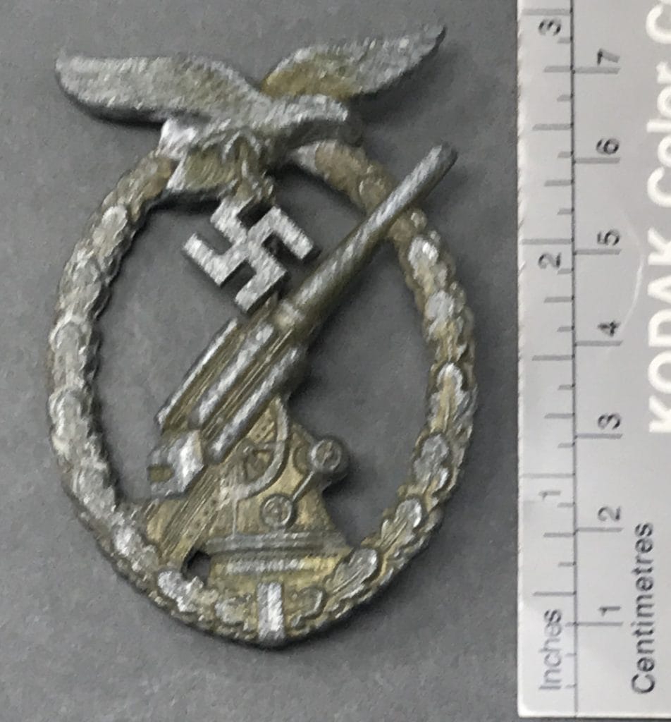 Original WWII German Luftwaffe (Airforce) FLAK ARTILLERY WAR BADGE ...