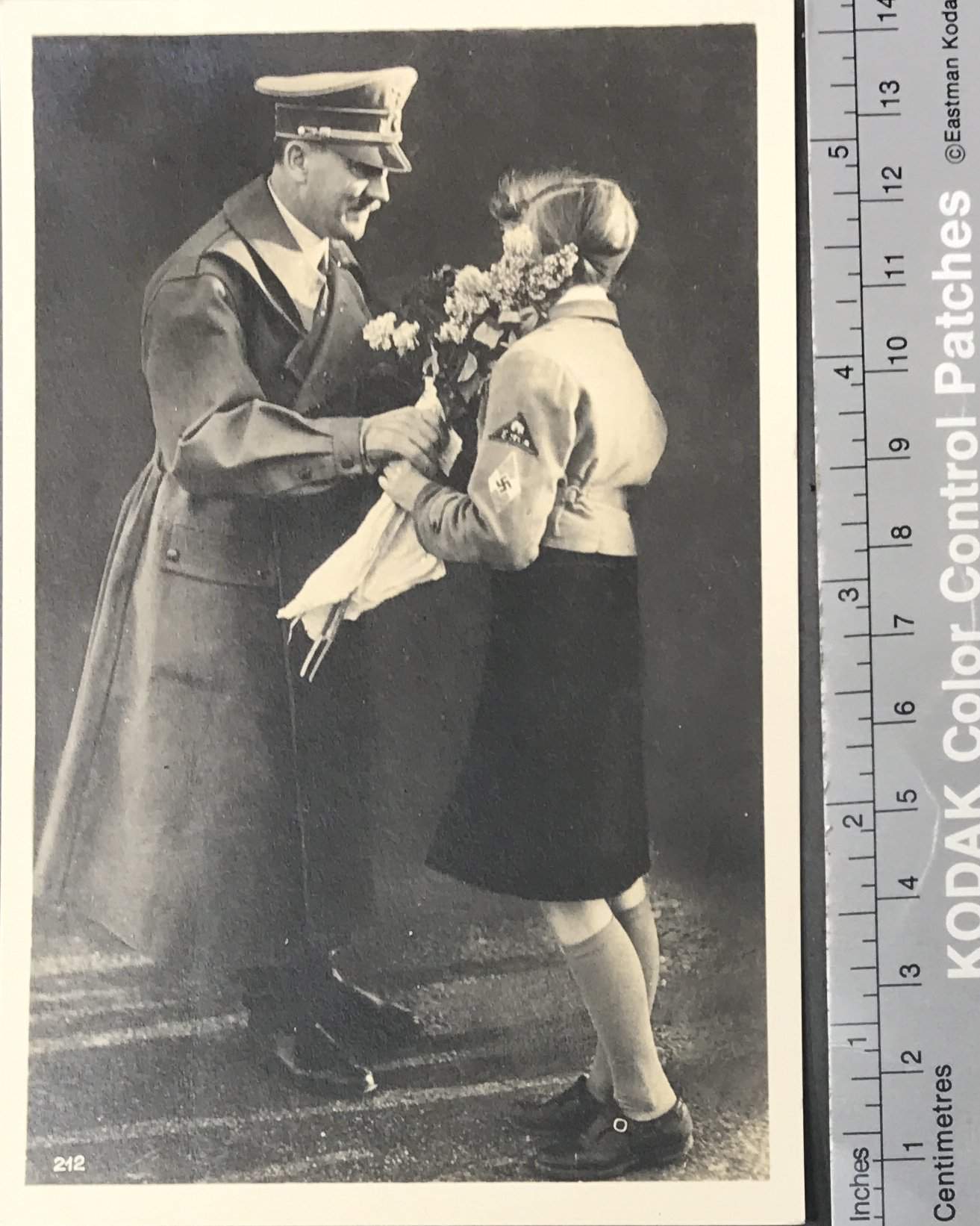 1930s Hitler Photo with BDM Female Youth: Authentic Postcard