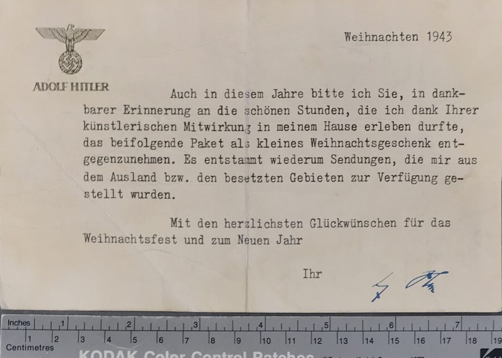Original Adolf Hitler Christmas Card With Printed Signature Certified ...