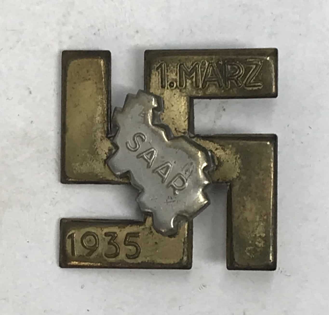 Original 1935 Nazi SA Saar Badge by Robinson Oberstein