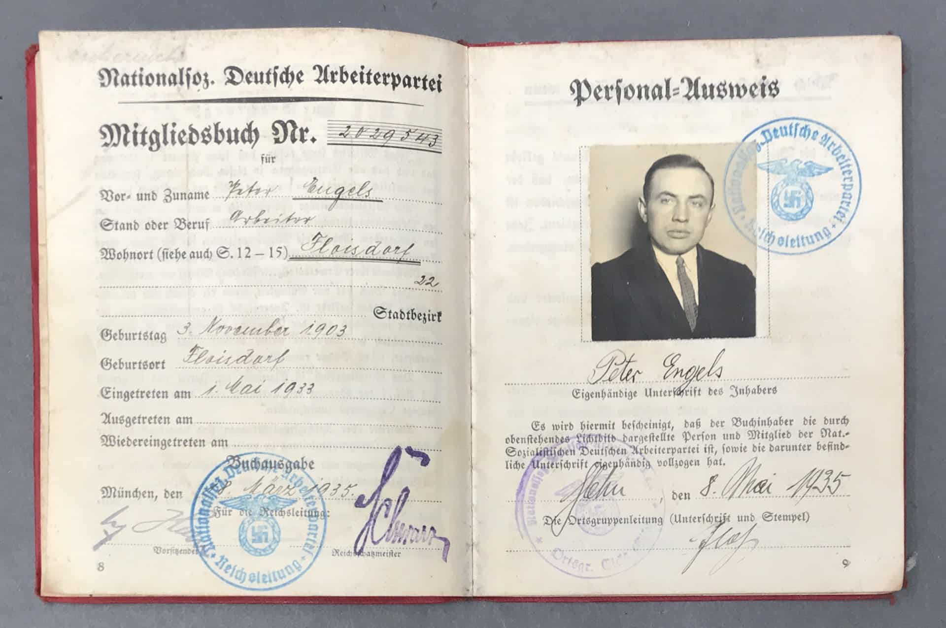 Gettysburg Museum Certified NSDAP Book w/ Stamped Signature