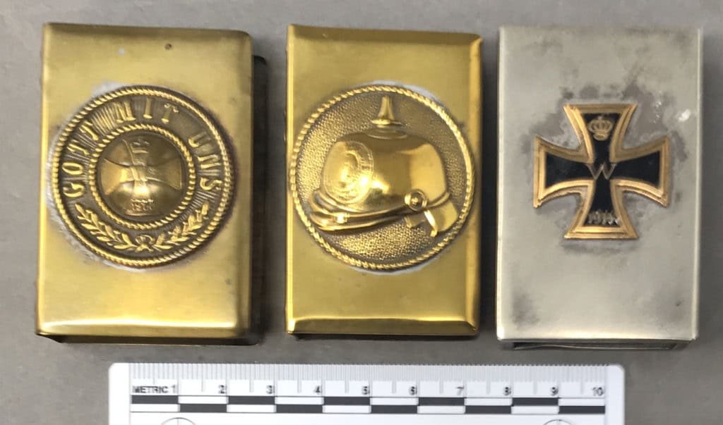 3 Original Match Safes Made Out of WWI German BUCKLES And Insignia ...