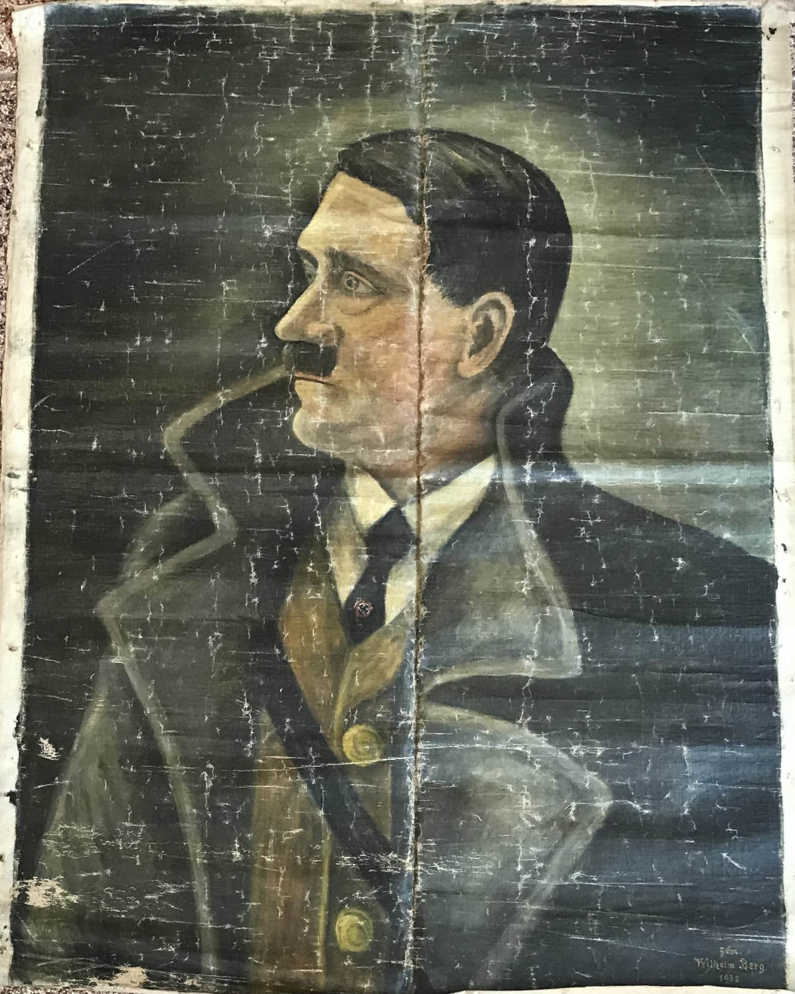 Uncover 1930s Hitler Oil Painting Relic by U S Veteran