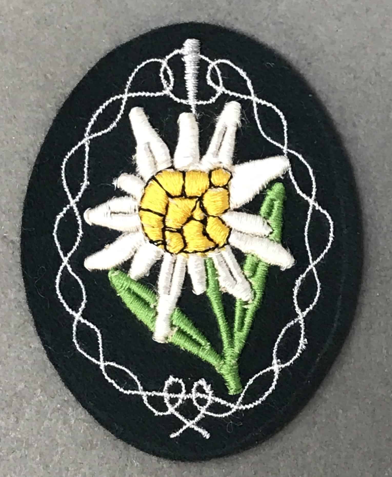 Certified WWII German Mountain Edelweiss Sleeve Badge