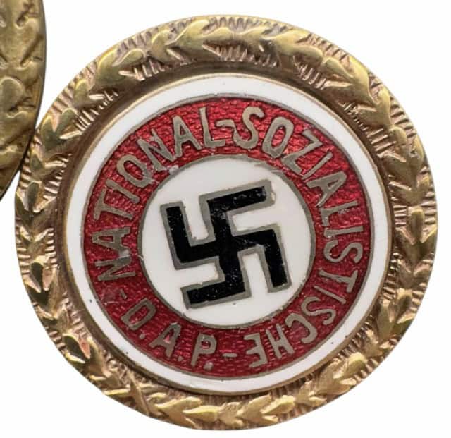 German NSDAP Golden Party Badge Matching Set | COA Certified
