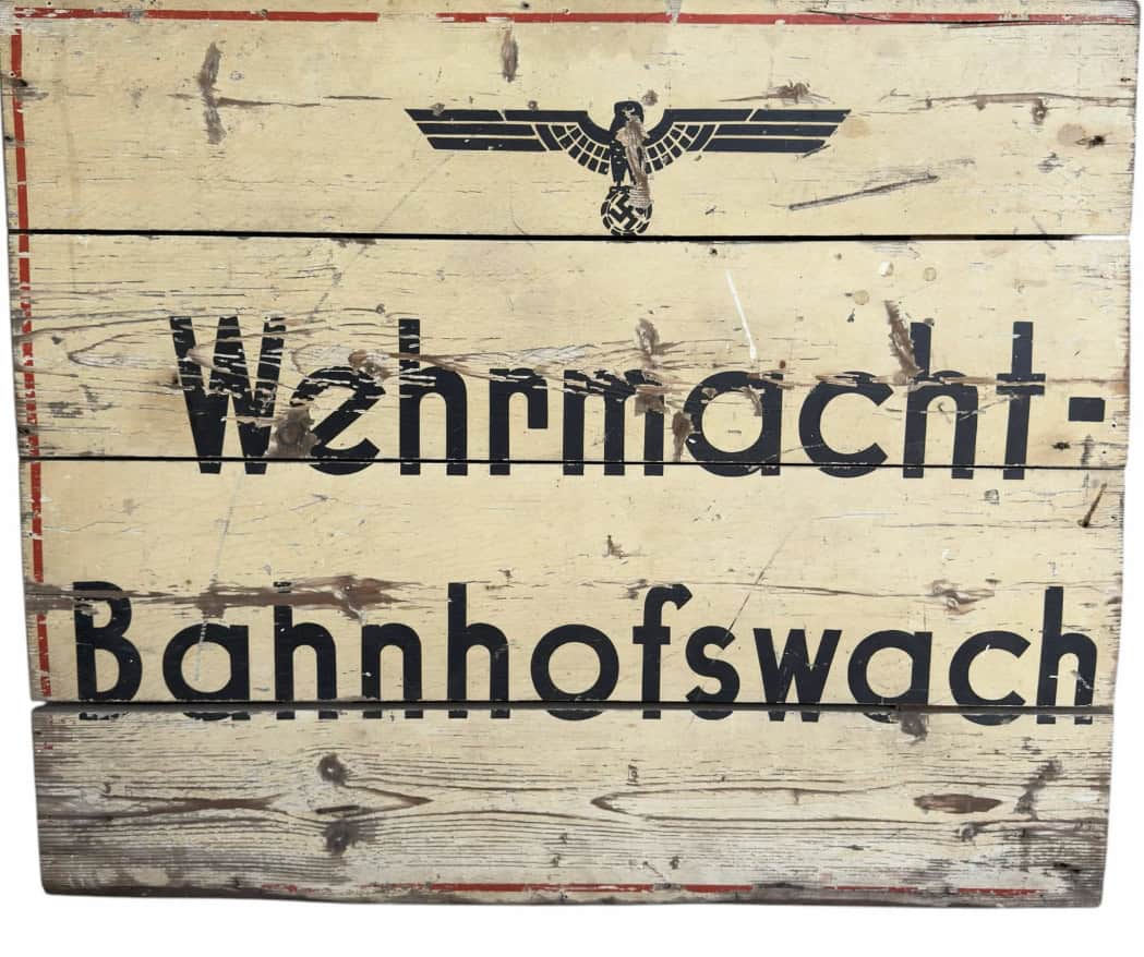Rare WWII German NSDAP Wehrmacht Rail Sign - Certified