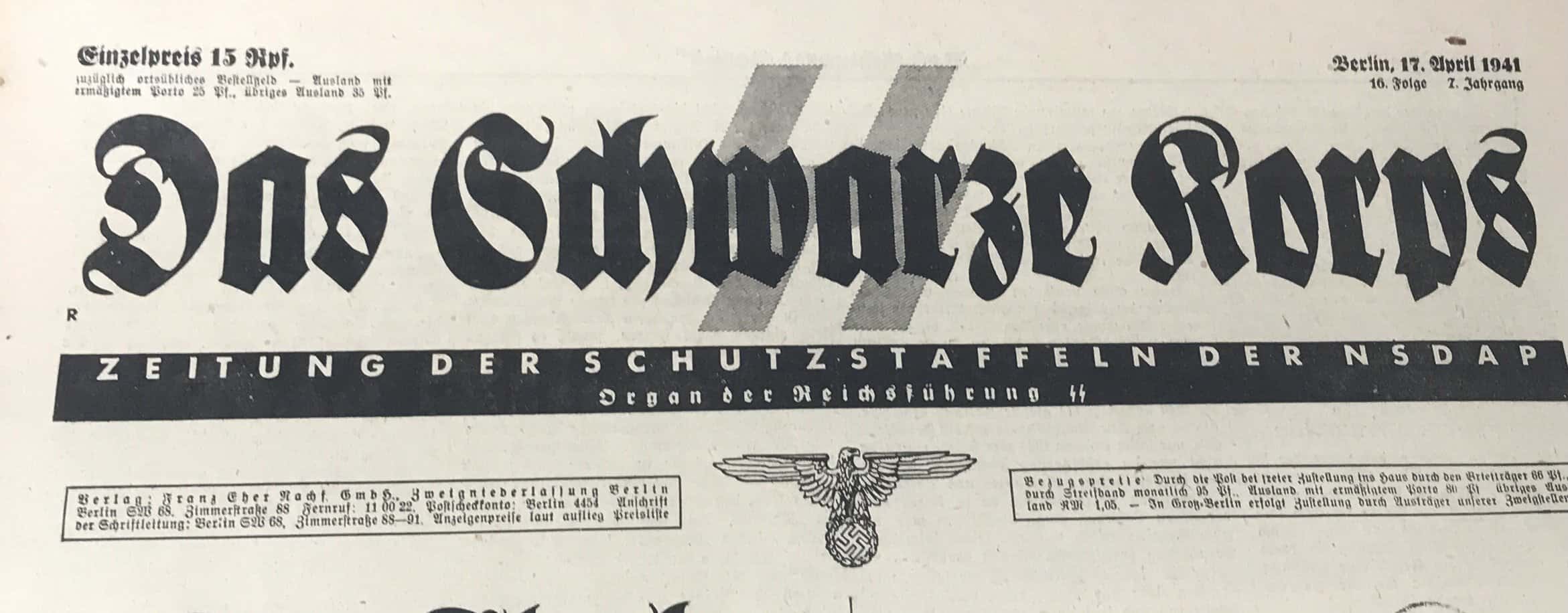 Rare 1941 Nazi SS Newspaper: A Unique Historical Find