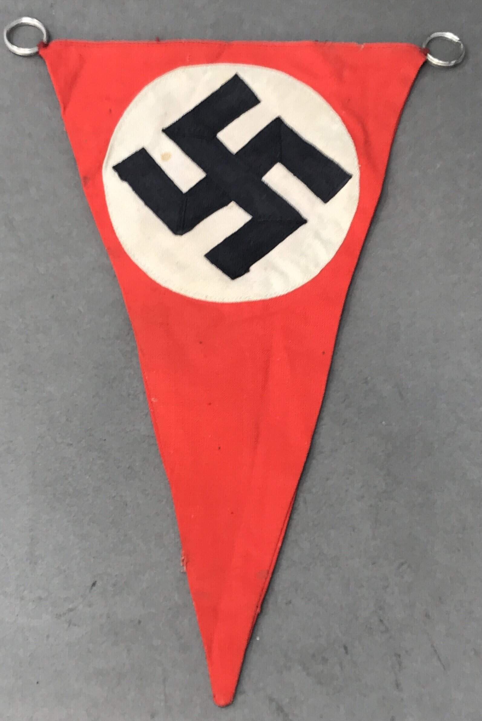 WWII German NSDAP Vehicle Pennant - Vet Bring-Back, COA