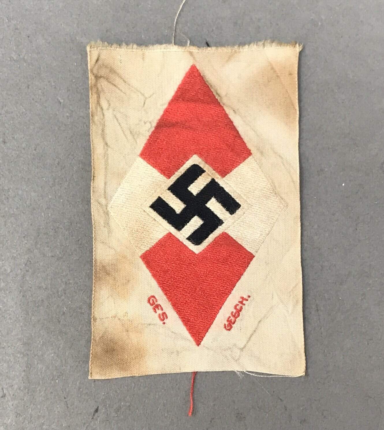 WWII Hitler Youth Sleeve Diamond Insignia | COA | Gettysburg