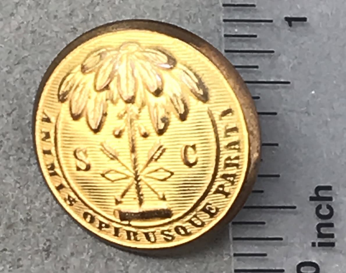 Original Civil War Confederate SC Button, Non-Excavated, COA