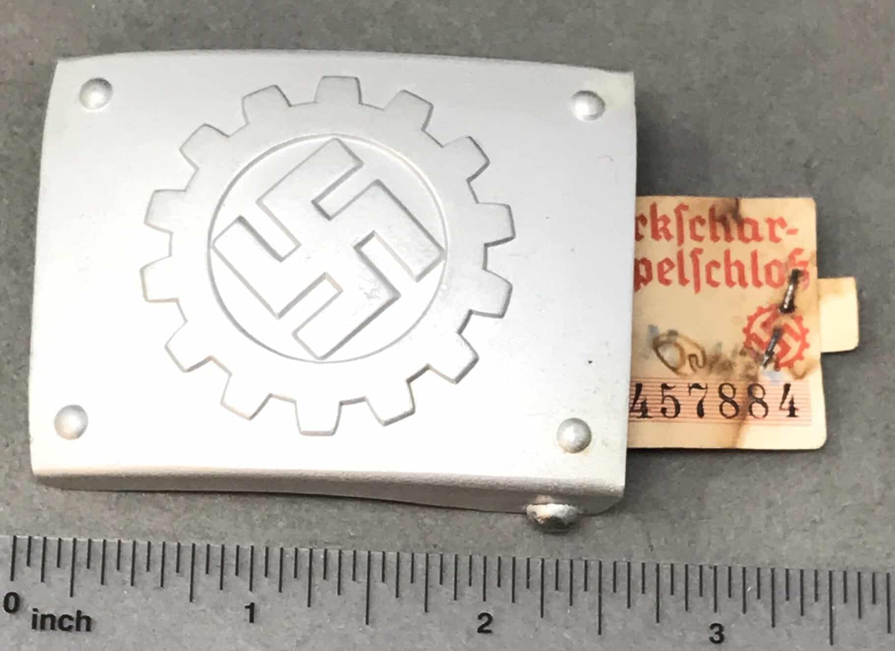 WWII German DAF Belt Buckle with Original RZM Tag