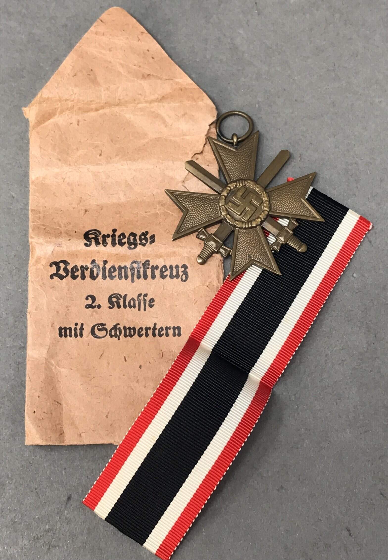 Rare WWII Bronze German Merit Cross with Swords - Certified