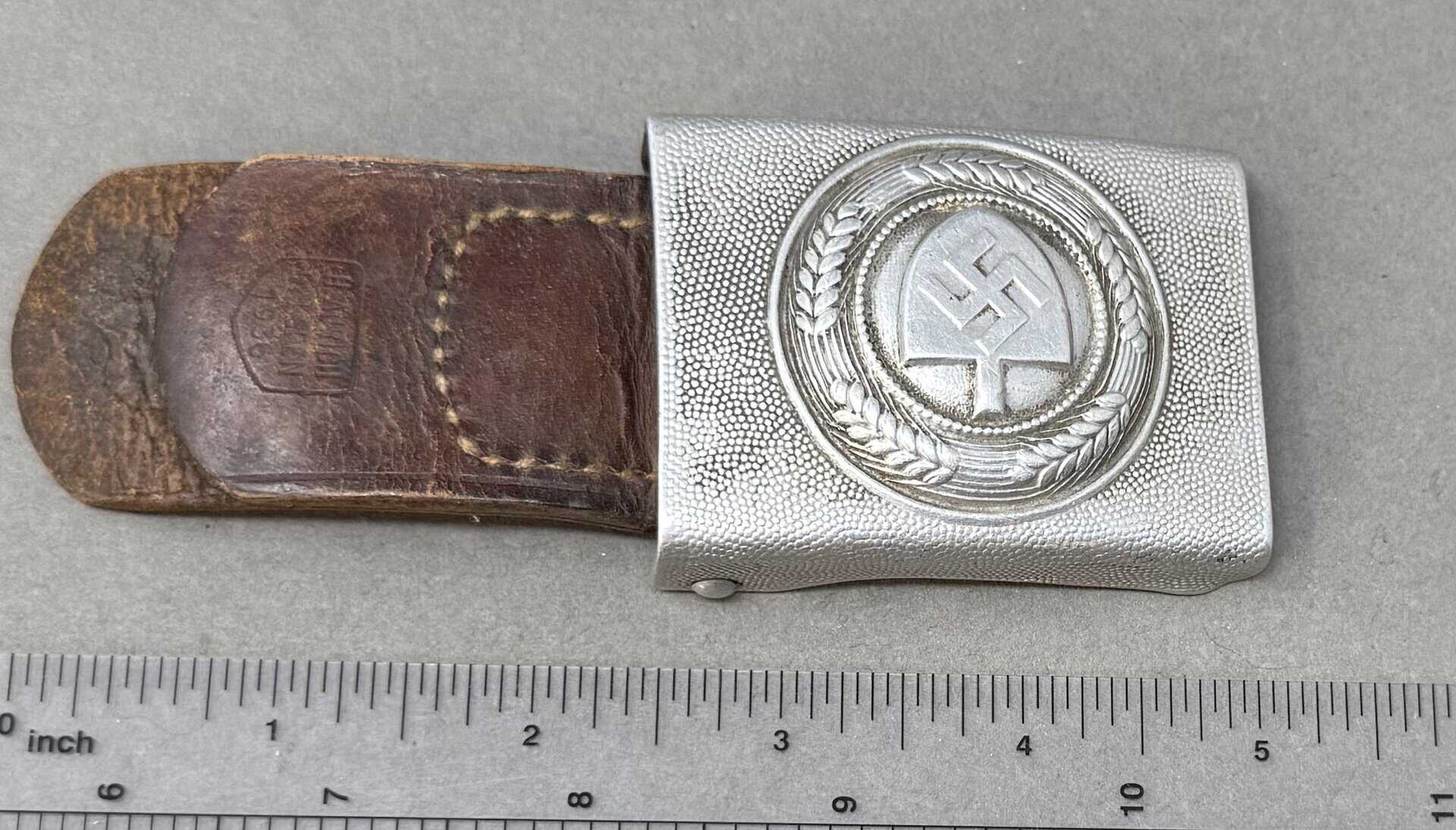 1936 WWII German RAD EM/NCO Belt Buckle Maker Marked COA