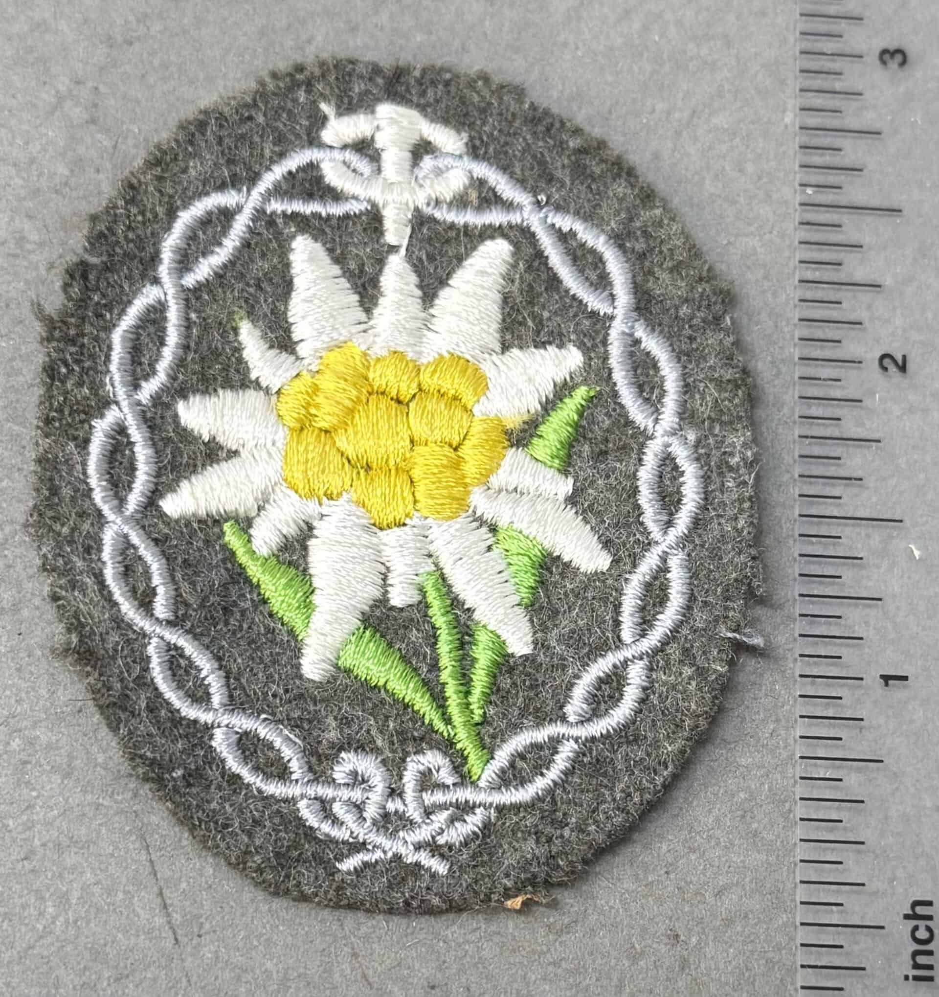 WWII Gebirgsjäger Edelweiss Sleeve Patch – COA
