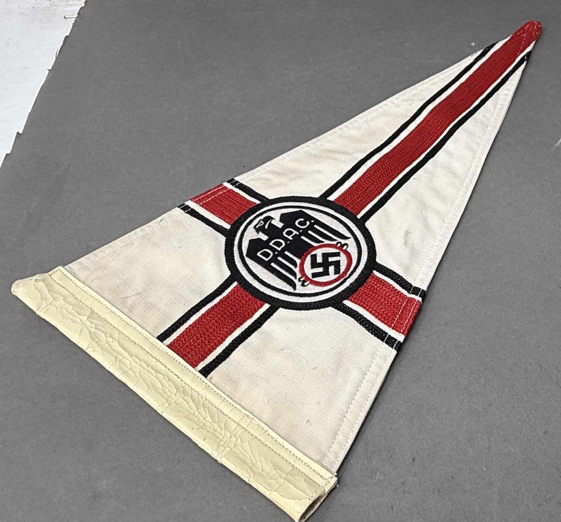 Rare WWII German DDAC Member Vehicle Pennant - COA