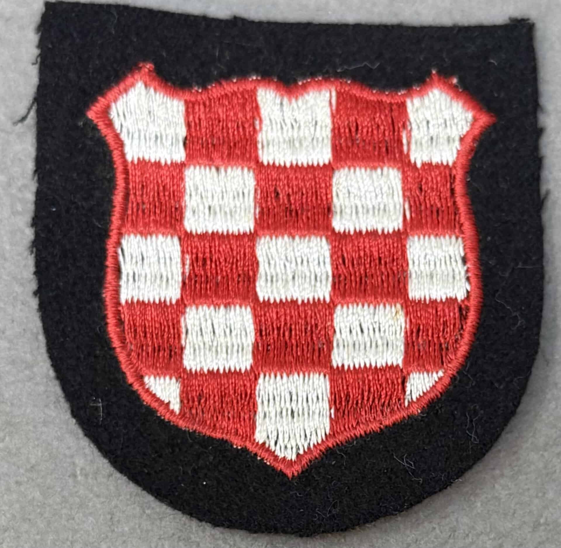 Rare Authentic WWII Waffen-SS Croatian Sleeve Shield w/ COA