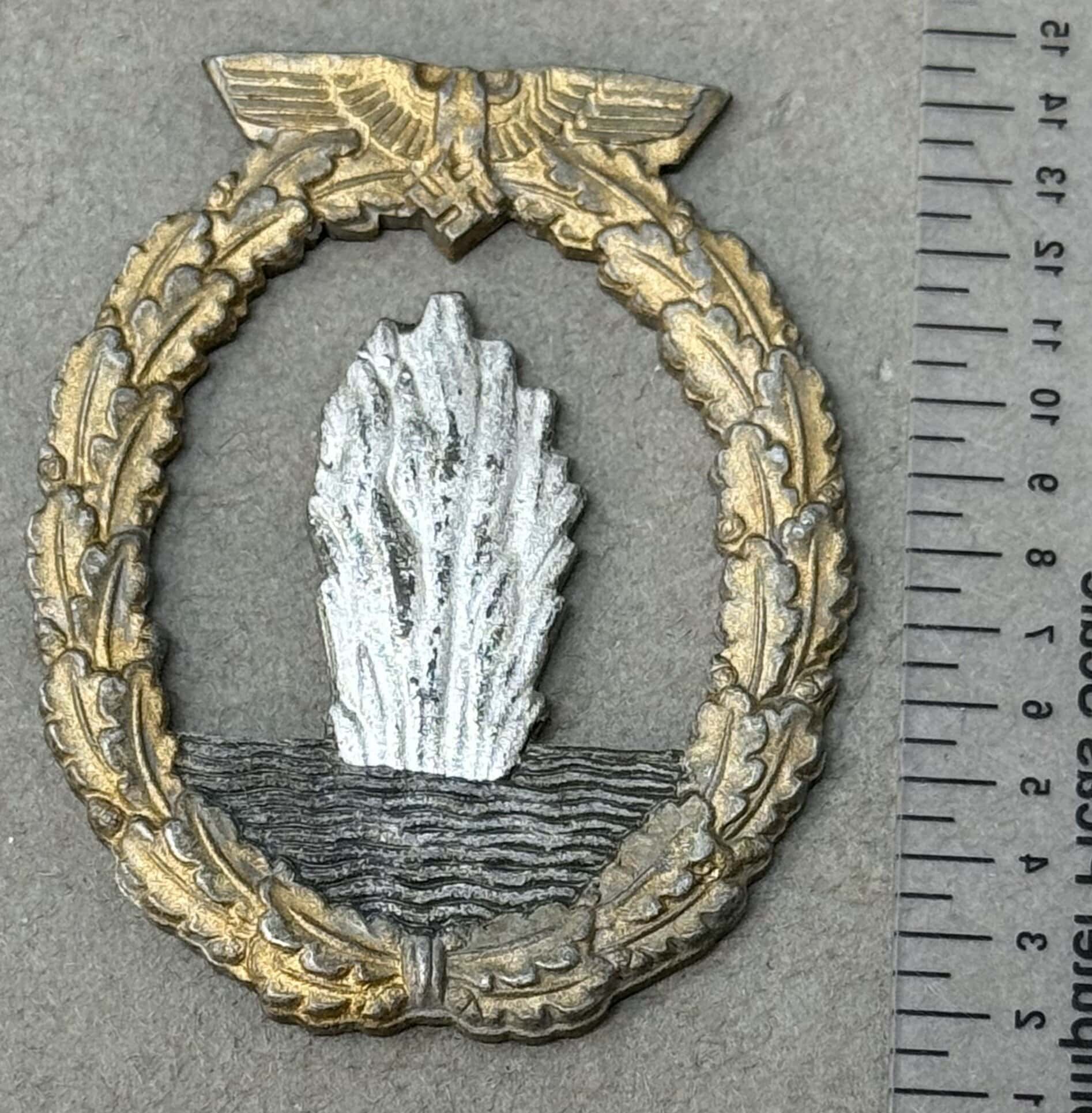 Original WWII Kriegsmarine Minesweeper Badge, Maker Mark COA