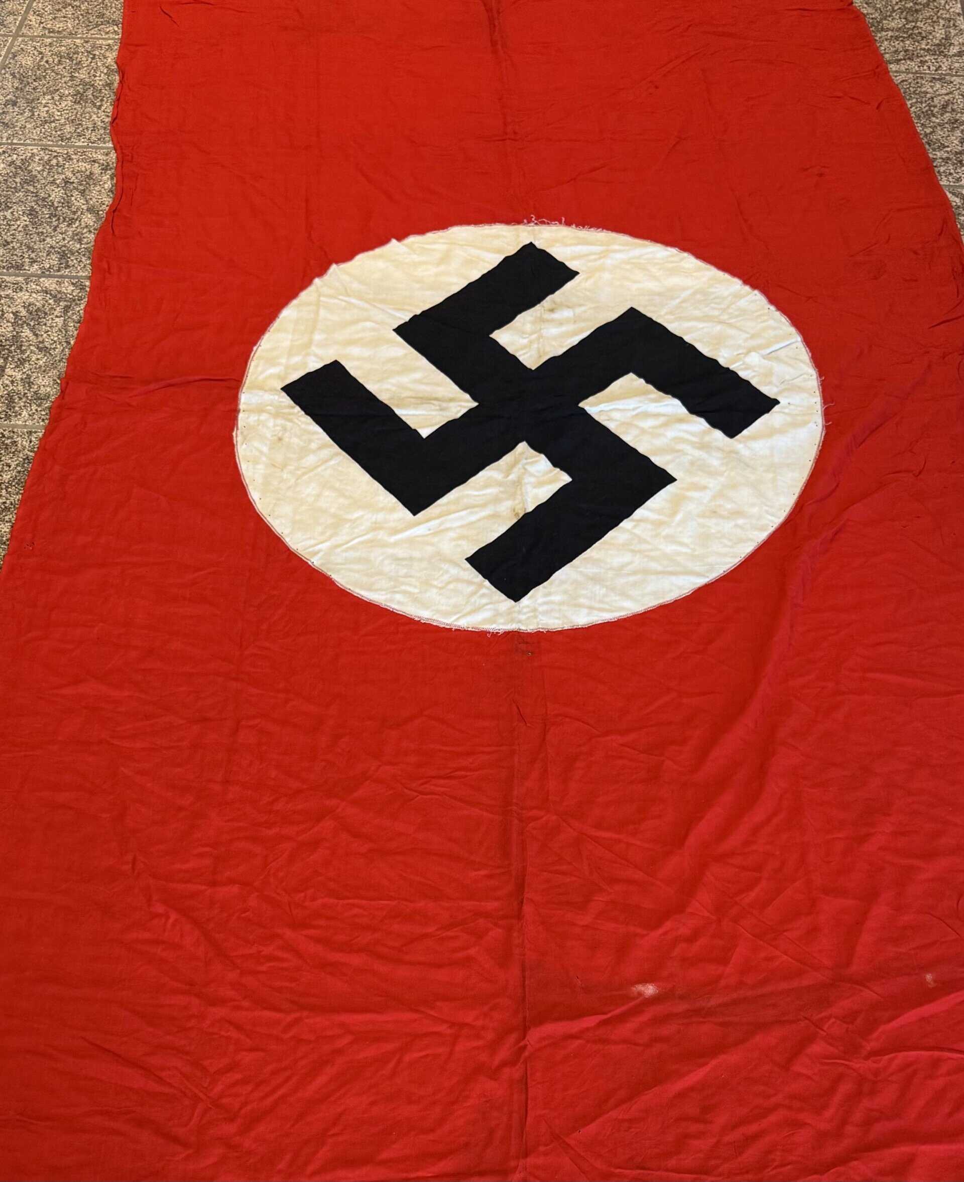 Large Original WWII NSDAP Flag – Vet Bring-Back, Museum COA