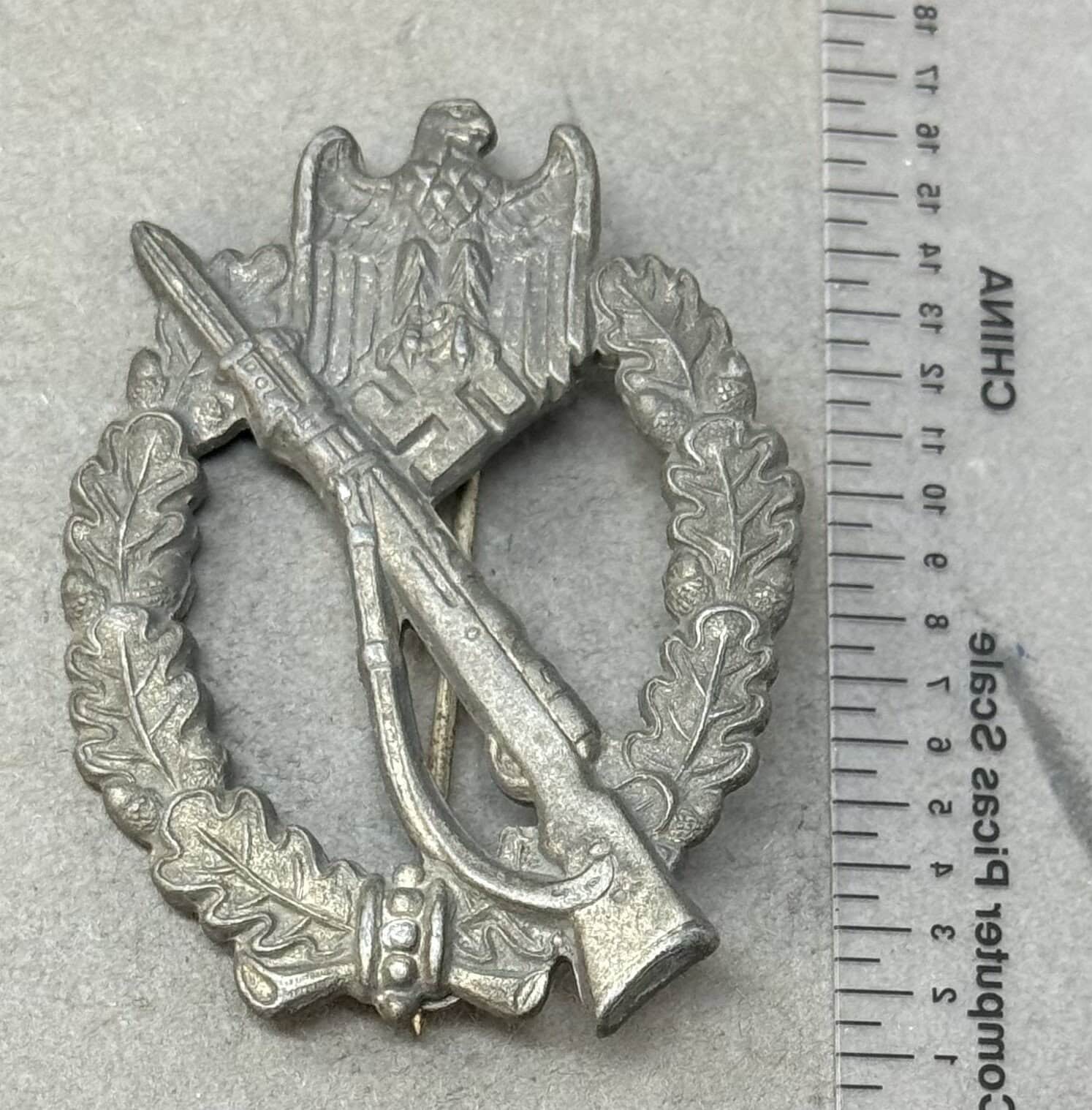 WWII German Infantry Assault Badge Silver, Maker Marked COA