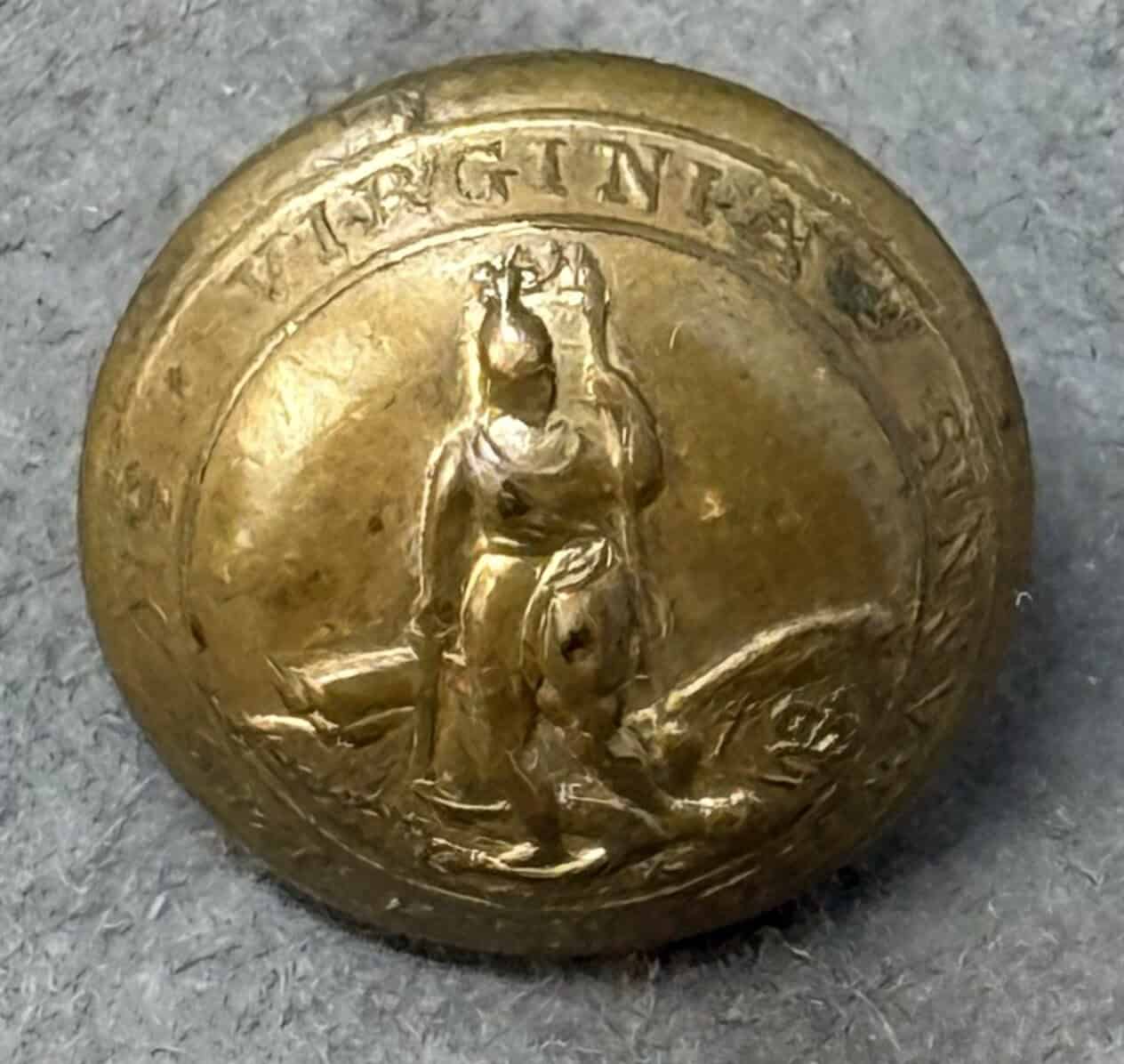 Rare Non-Excavated Confederate Virginia Cuff Button COA