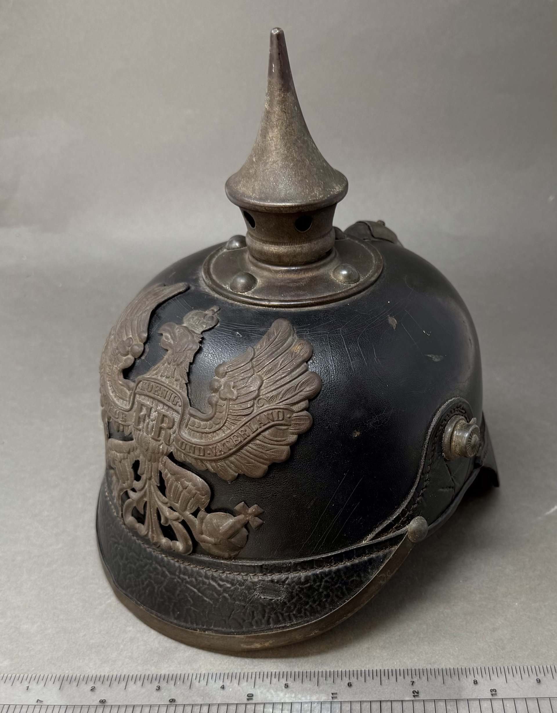 Original WWI Prussian M1915 Pickelhaube Spiked Helmet COA