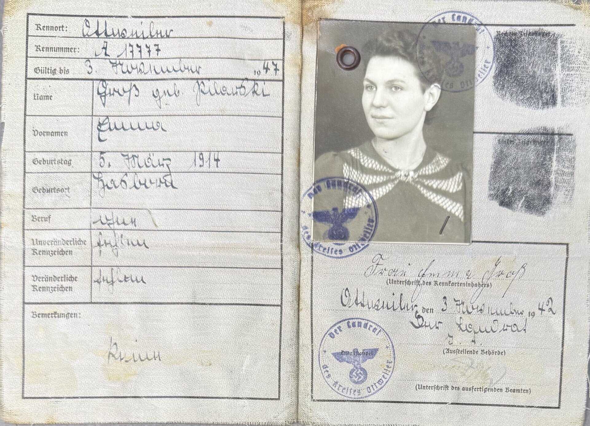 WWII NSDAP Female Identity Papers - Gettysburg Museum COA
