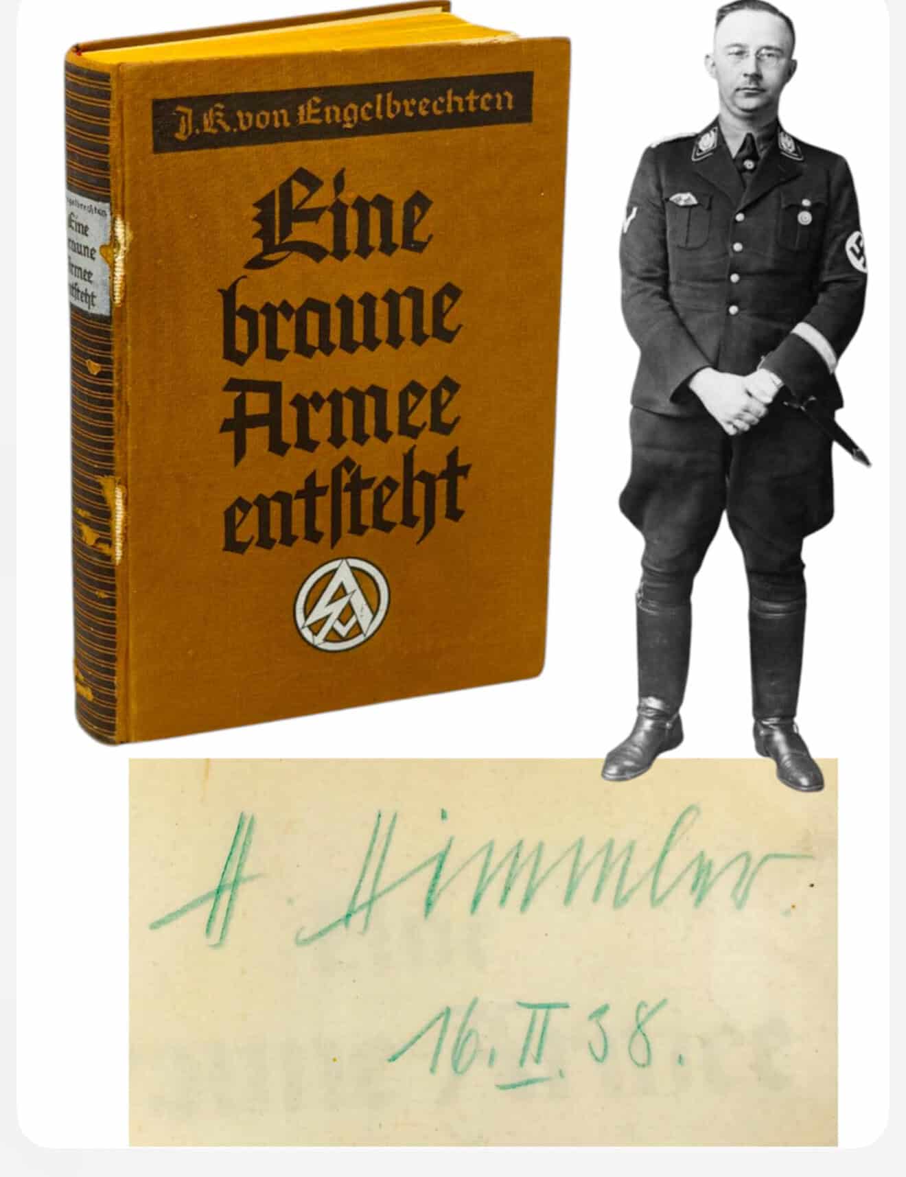 Heinrich Himmler Autographed Book – Rare, Gettysburg COA