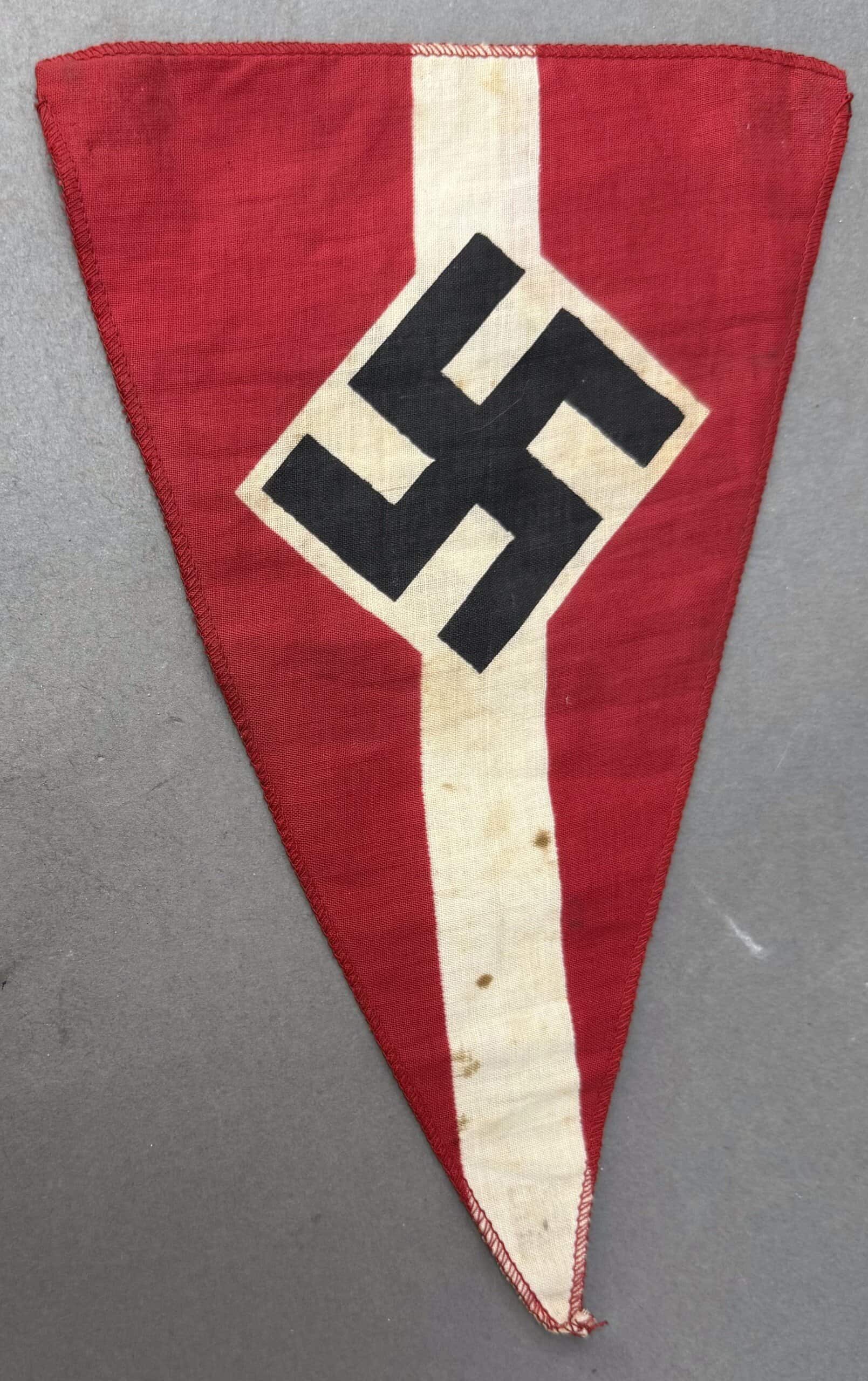 WWII Hitler Youth HJ Pennant-Type Flag - Museum COA