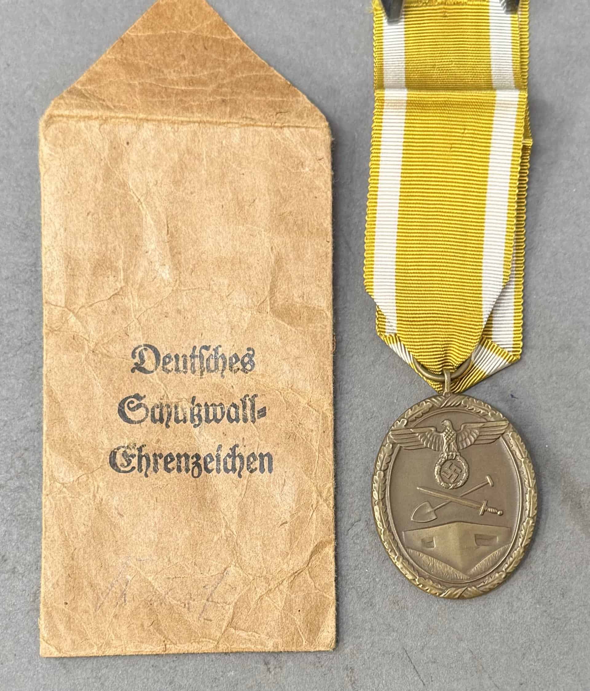 Authentic WWII German West Wall Medal w/ Envelope | COA