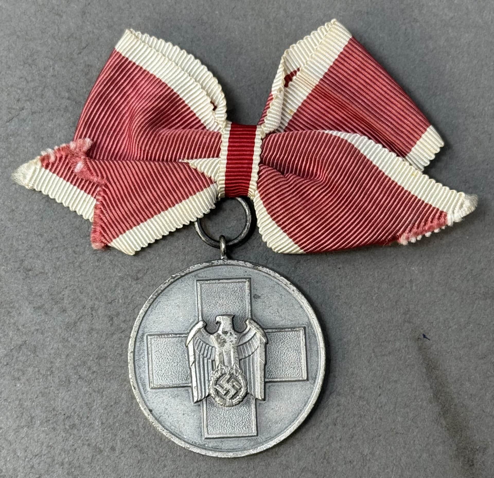 WWII German Red Cross Medal, Rare Brooch Ribbon — Certified