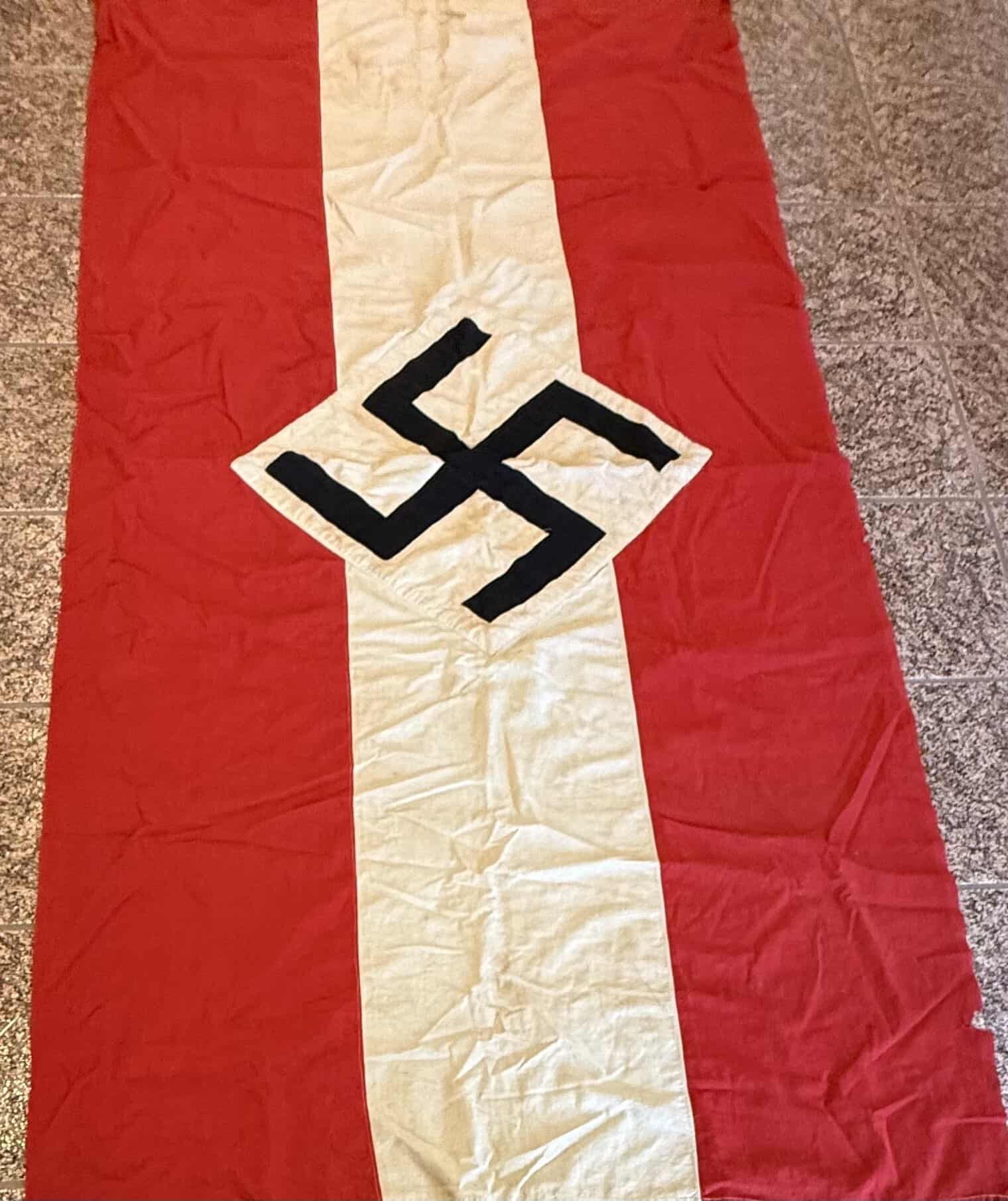 Rare Large WWII Hitler Youth Flag - US Vet Bring-Back, COA
