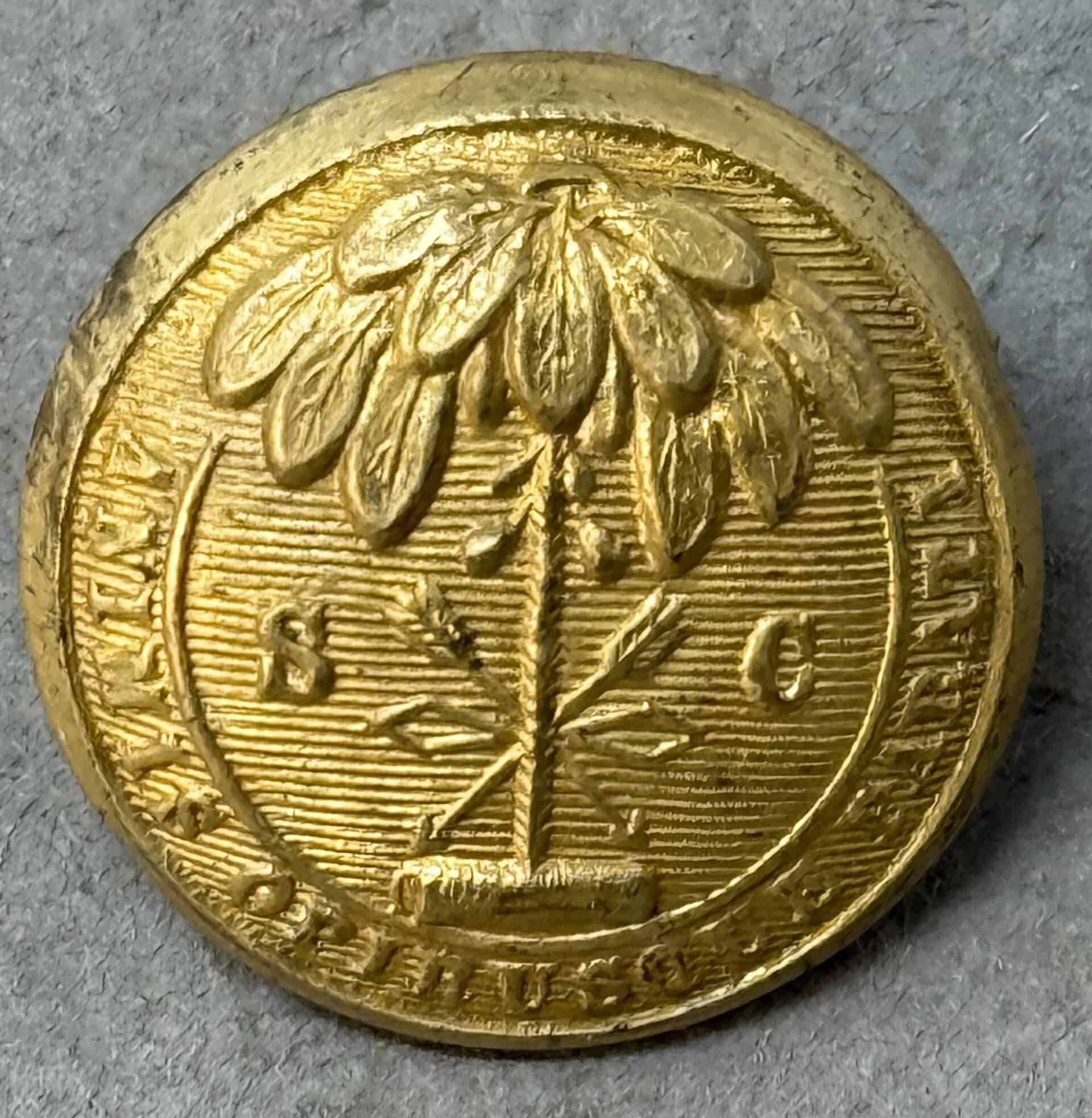 Rare Non-Excavated Confederate SC Button, Museum COA