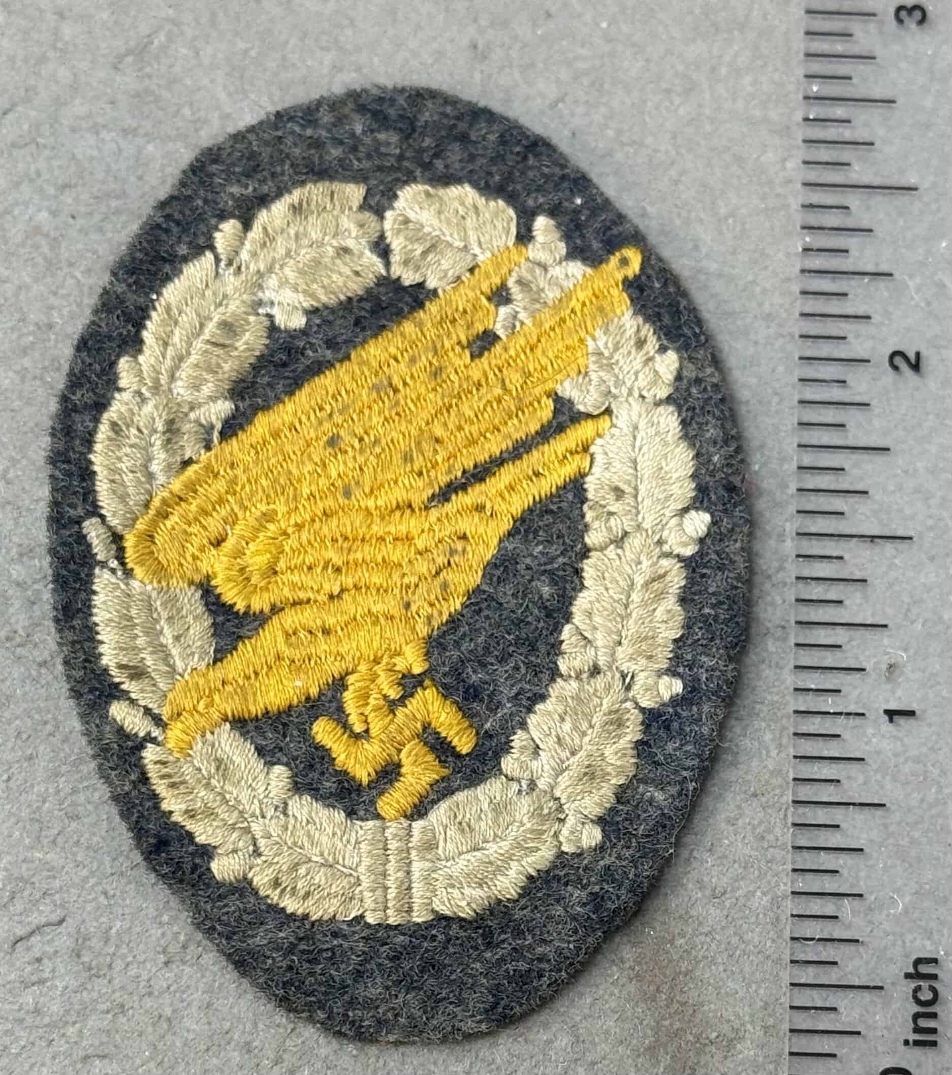WWII German Luftwaffe Paratrooper Cloth Badge | COA