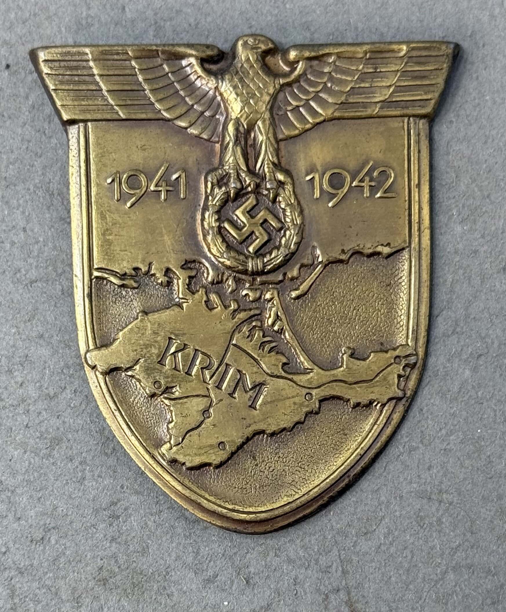 Original WWII German Krim Shield – Vet Bring-Back, COA