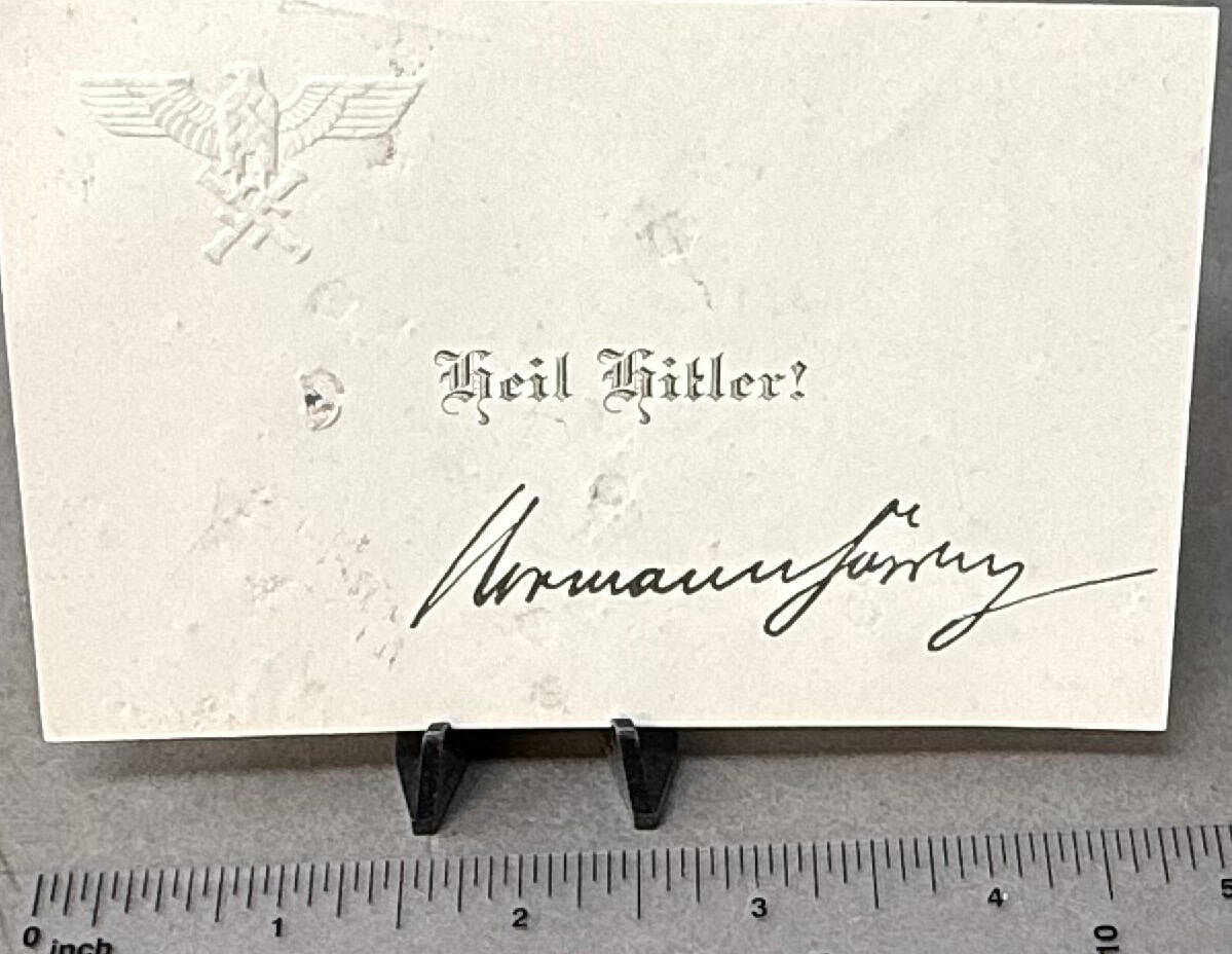 Rare Herman Goering Signature Card – U.S. Vet Provenance